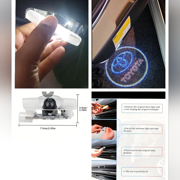Car Audio, Video & GPS | 4 New Toyota Logo Car Door Courtesy Puddle ...